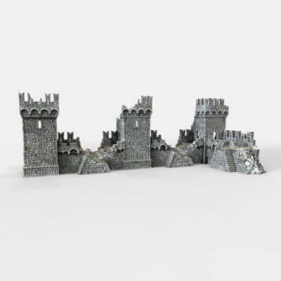Ruined Castle Walls, Medieval Ramparts, Bastions, Fantasy 28mm Scenery ...