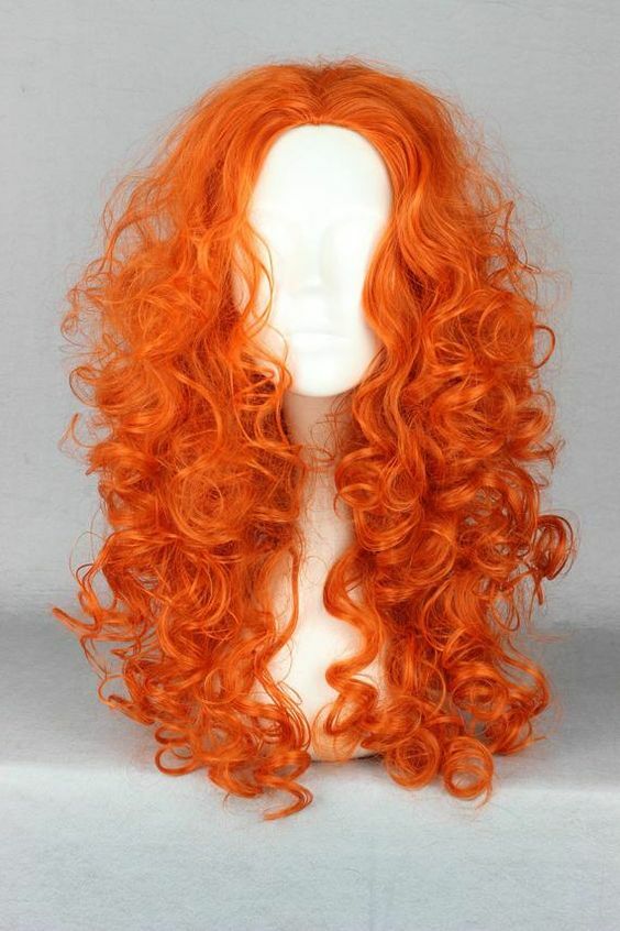 Long Orange Red Hair Curly Wavy Full Head Wigs for Women Cosplay ...