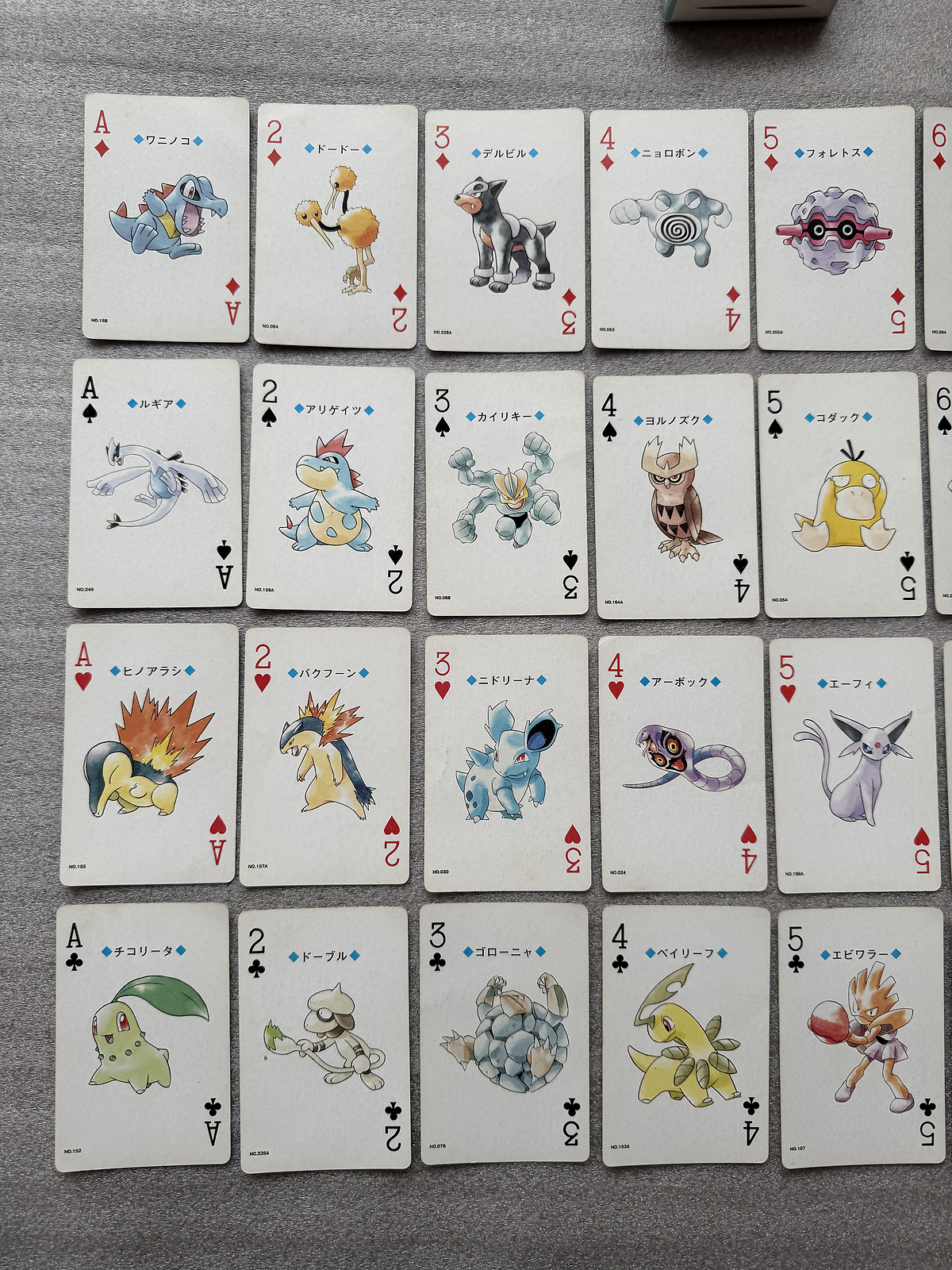 Pokemon Playing Cards Poker Deck Silver Lugia 1999 Nintendo 54 Complete ...