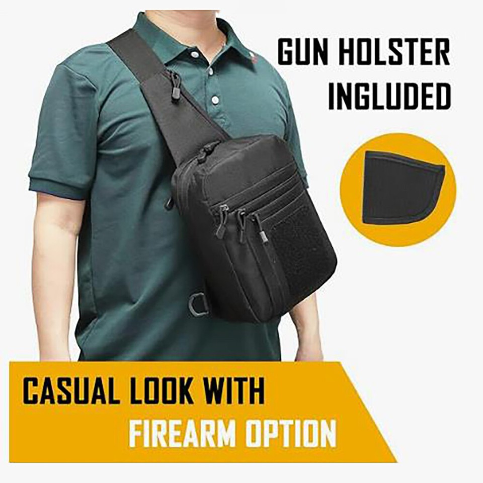 US Tactical Bag Pistol Holster Concealed Carry Chest Crossbody Pack ...
