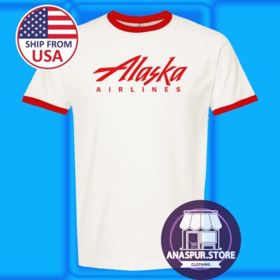 Alaska Airlines Retro Men's Ringer Red Size S-3XL | eBay