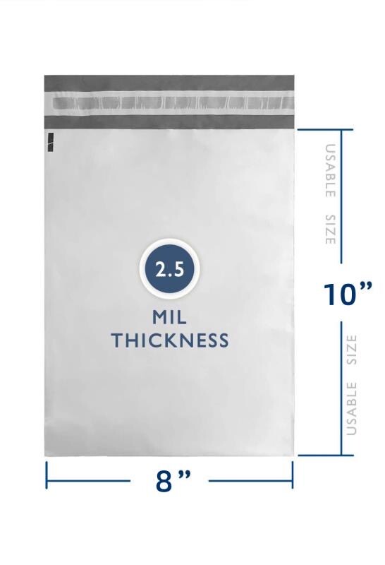 Poly Mailers 10x8-inch 100 Bags 2.5 Mil Envelopes Bags with Self-Strip ...