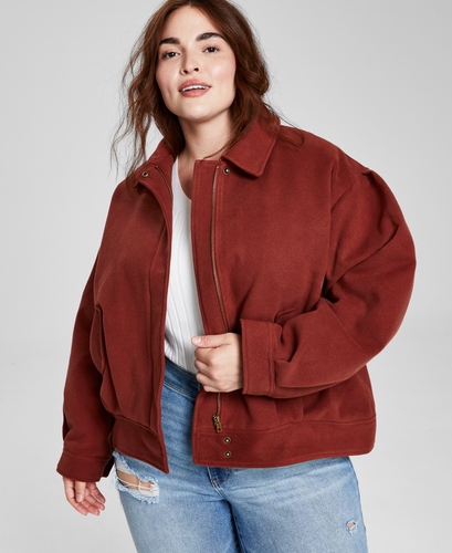 And Now This Womens Plus Size 3X Dropped-Shoulder Bomber Jacket Sonoma ...