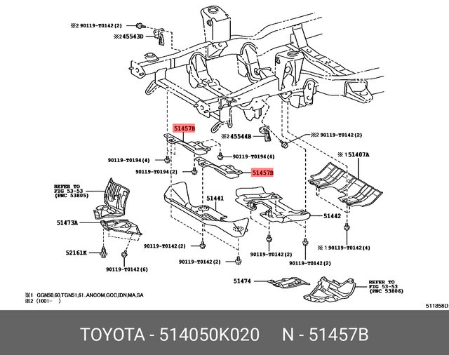 brace front side member to front suspension crossmember for TOYOTA ...