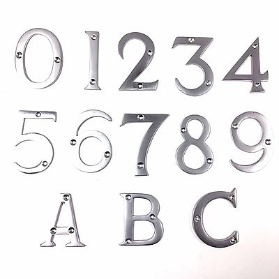 Satin Chrome House Door Numbers/Numerals -76mm & Letters -63mm | eBay