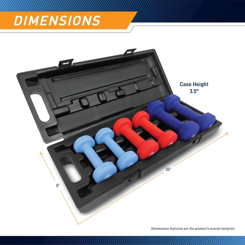 Marcy Colored Neoprene Dumbbell 21 Pound, K. Multi - 3 Pairs Set (2-,3 ...