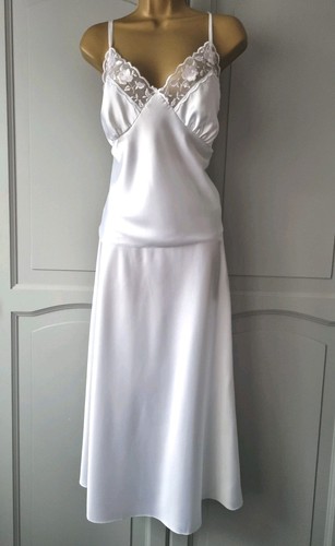 LADIES VTG M&S WHITE SILKY SATIN POLYESTER HALF SLIP & CAMISOLE SIZE 18 ...