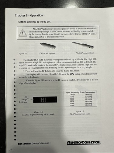 AudioControl SA-3055 RTA/SPL Meter W/High SPL option Excellent ...