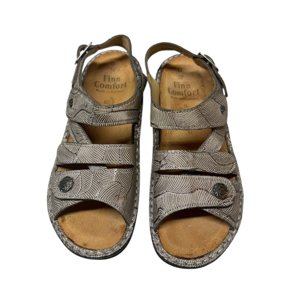 Finn Comfort Barbuda Sandal Size 37 US 7 Leather Champagne Garden Luxe ...