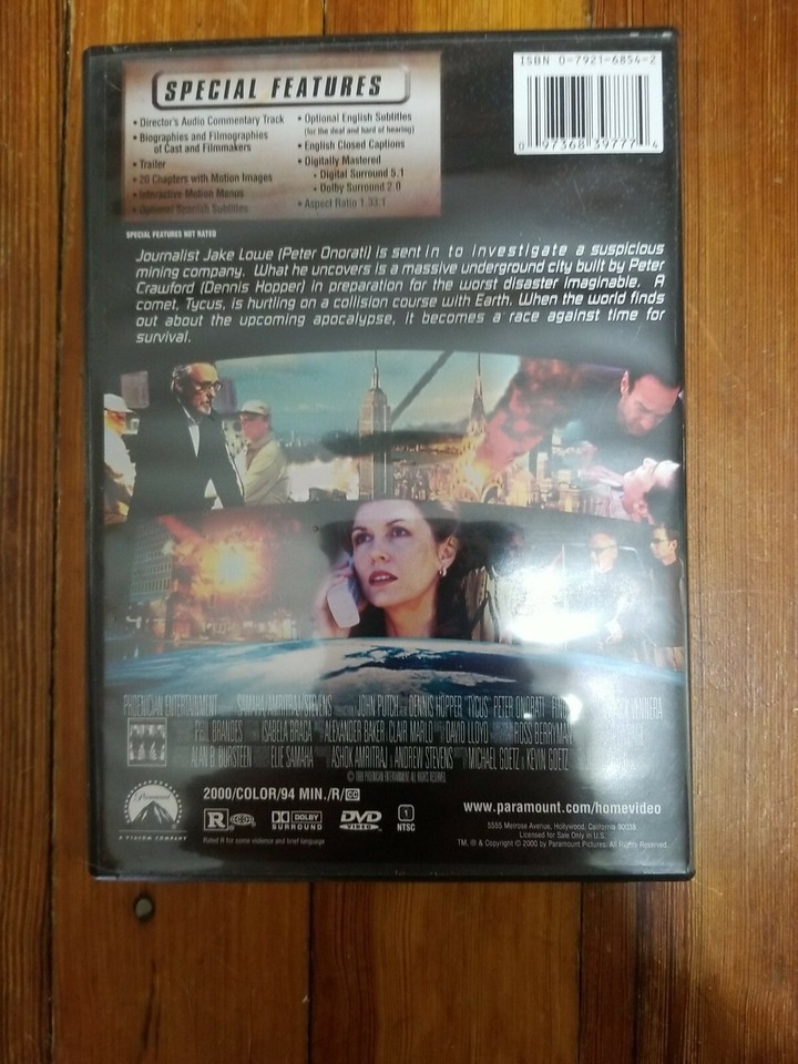 Tycus (DVD, 2000) Dennis Hopper Peter Onorati Sci-Fi Tested Free ...