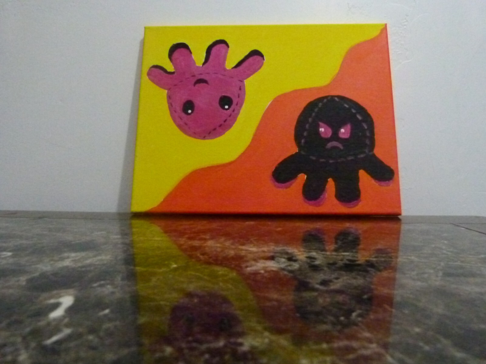 Handpainted 11x14 "Happy/Mad Squid" art | eBay