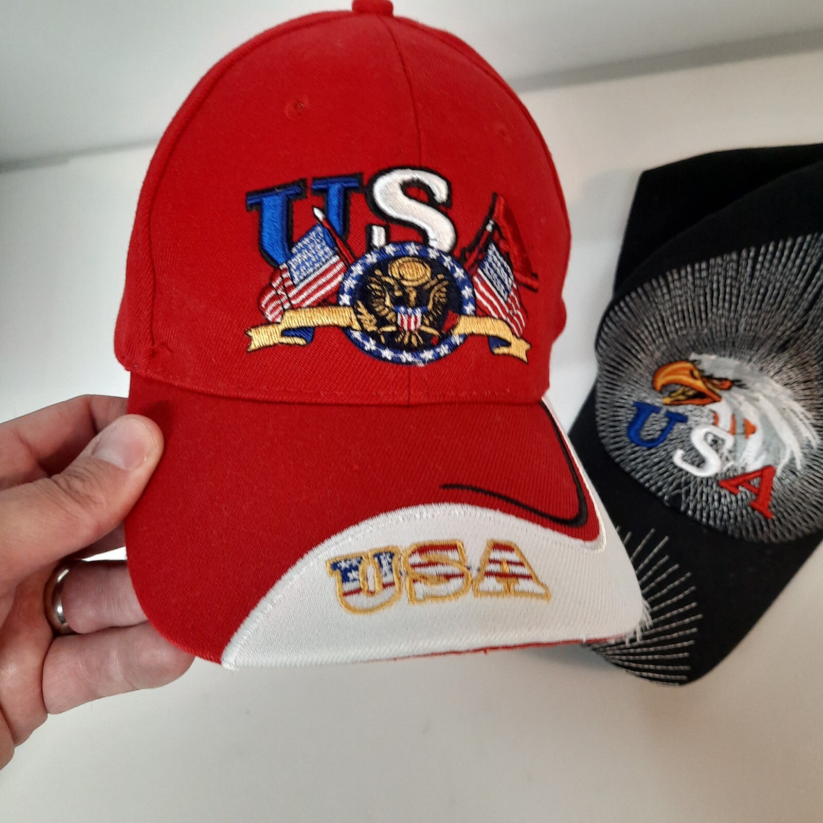 Baseball Cap USA American Flag Bald Eagle Patriotic A… - Gem