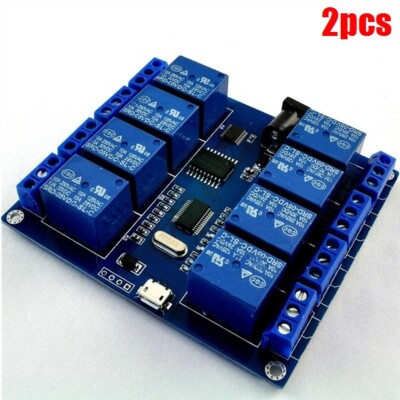 2Pcs 8-Channel Relay Module 5V 10A Micro Usb Dc/Usb Control cw | eBay ...