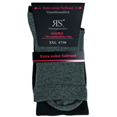 RS Harmony Strumpf ohne Gummi schwarz/grau 2er Pack venenfreundlich ...