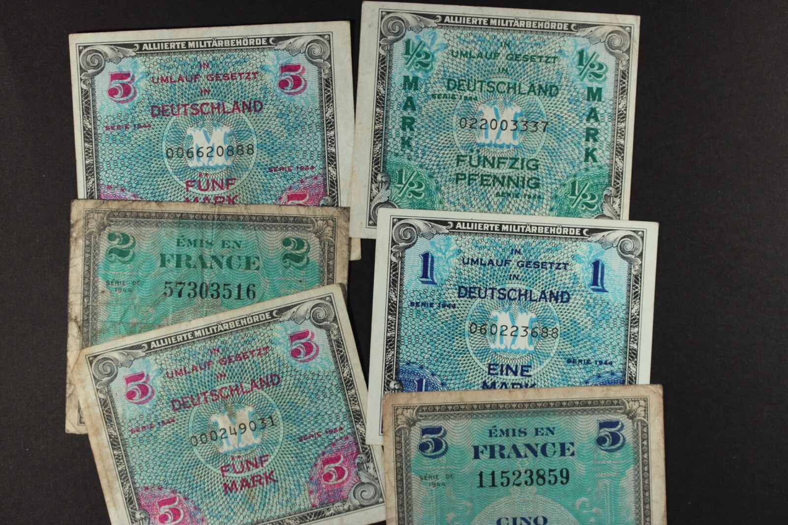 Mixed Foreign World Currency Paper Money Lot of 6 Banknotes... WW2 ...