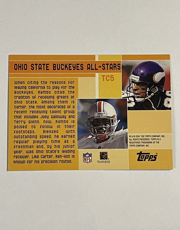 2001 Topps Ohio State Greats Cris Carter / Ken-Yon Rambo #TC5 Buckeyes ...