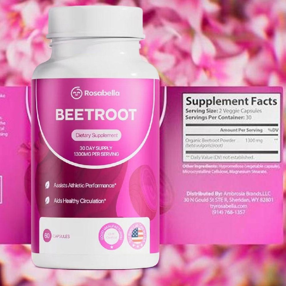 Rosabella Beet Root Powder Capsules, Natural Blood Flow Booster 60 ...