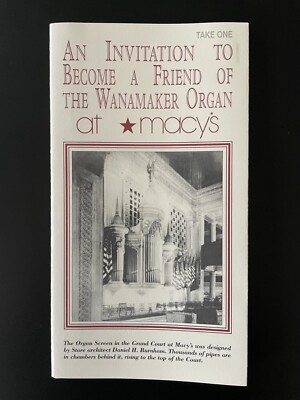 John Wanamaker Department Store Closure Organ Friends Brochure 2025 ...