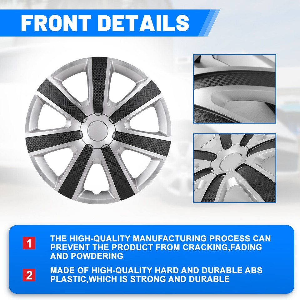 Wheel Covers 16" Inch Set of 4 Rim Snap On Full Hub Caps fit R16 Black ...