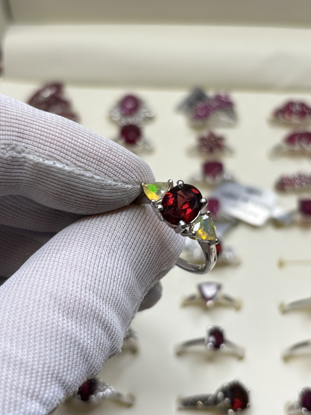 (50) .925 Sterling Silver Ring Lot! 171.8g Gemstones Garnet Ruby ...
