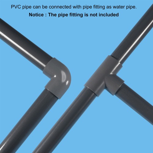PVC Rigid Round Pipe 43.8mm ID 48mm OD 9" Length Light Grey, High ...