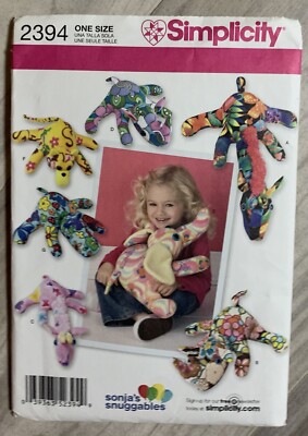 Simplicity Sew Pattern 2394 Fleece Stuffed Animals Giraffe Rhino ...
