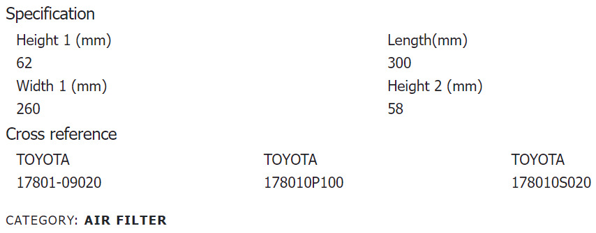 Toyota Tacoma,Tundra,Sequoia Engine Air Filter 17801-0P100, 17801-0S0 ...
