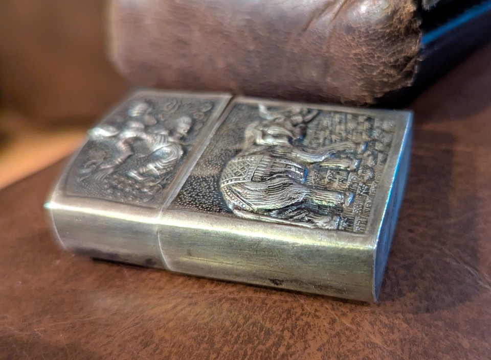 Vintage Siam Sterling Silver Repousse Lighter Case w/ Zippo Thai ...