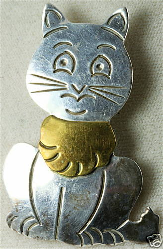 VINTAGE LARGE MEXICAN MEXICO STERLING SILVER CAT PIN | eBay