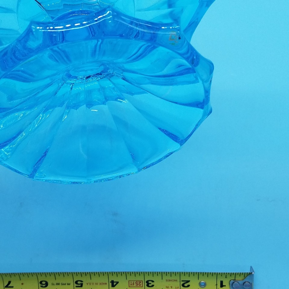 VTG. Ice Blue Coin Glass Covered Lidded Pedestal Compote Bowl 10.5Tall ...