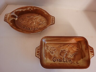 2 Kera Italia Italy Baking Dishes Au Gratin Dish, Raised Design with ...