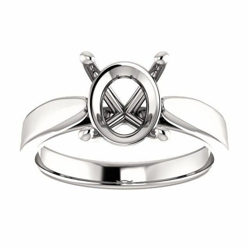 Sterling Silver Oval Cut Solitaire Ring Setting Tapered Style Ring ...