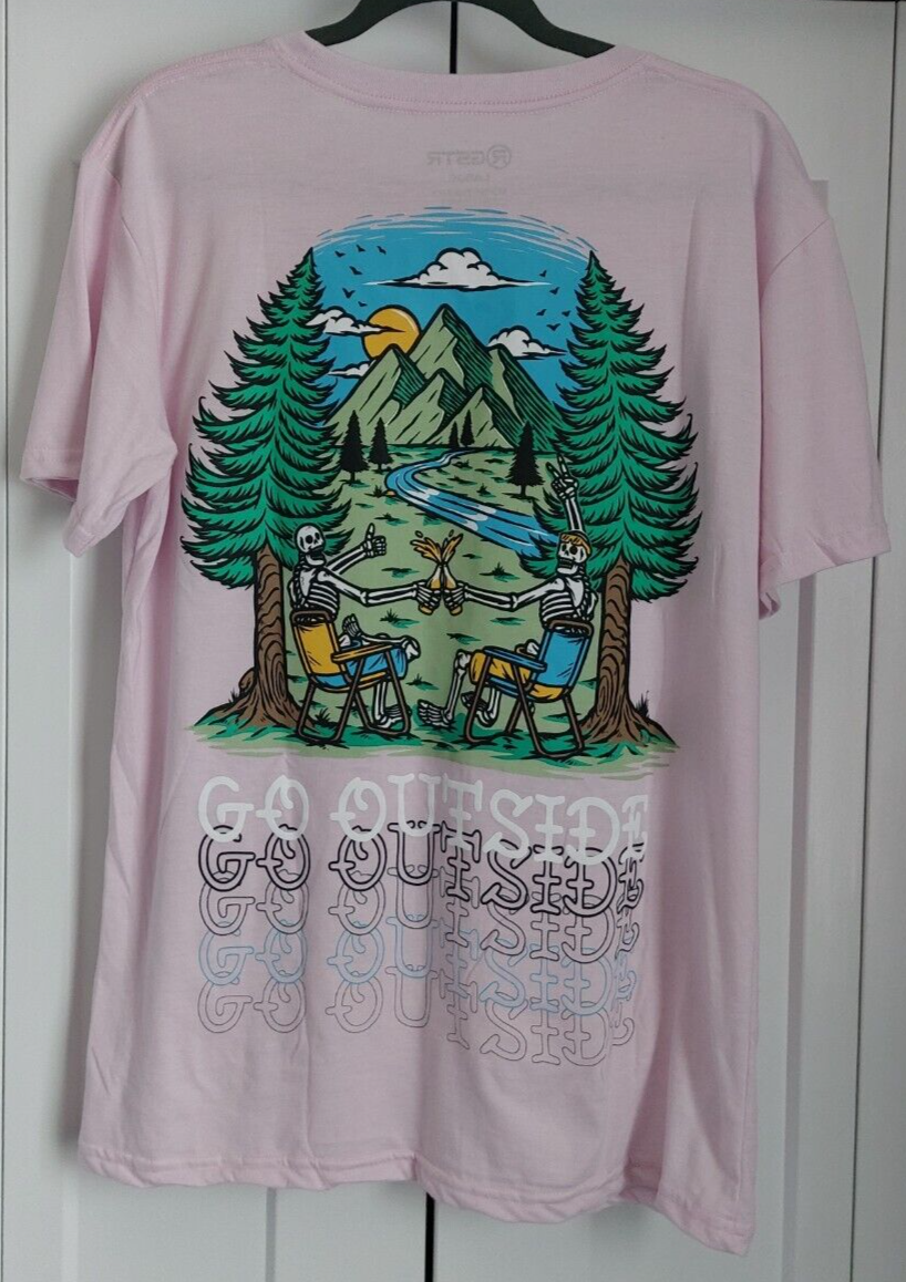 MEN'S GSTR SHIRT PINK SKELETON CAMPING GO OUTSIDE LARGE NWT | eBay