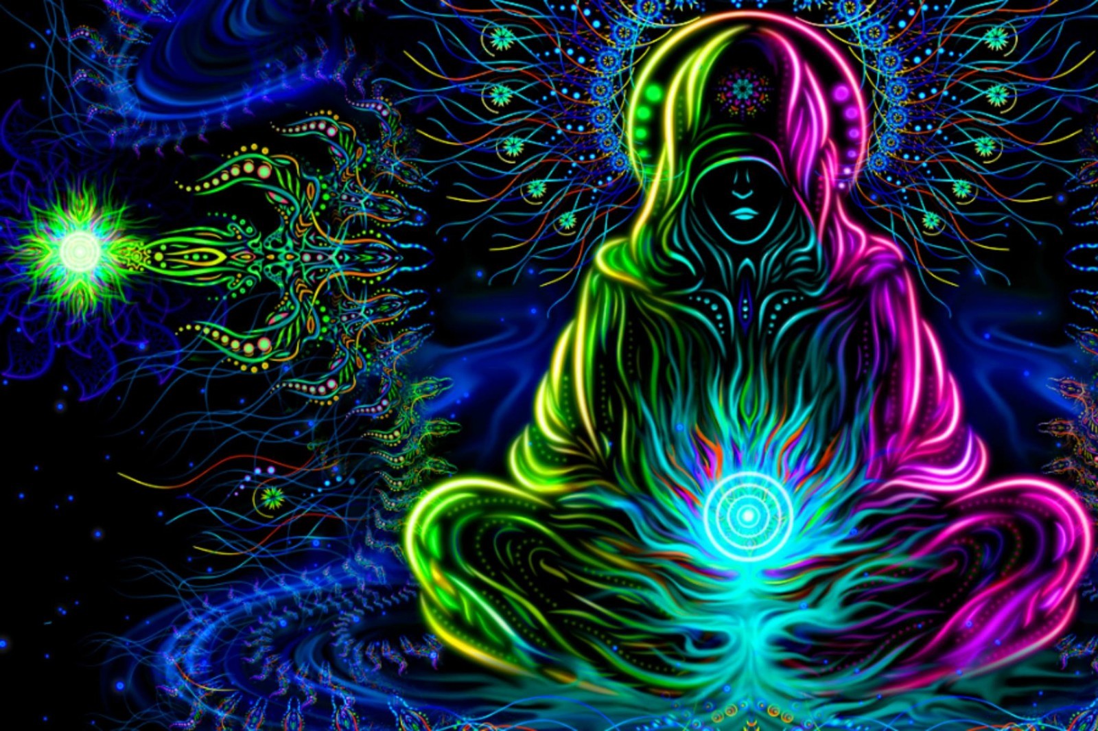 UV Backdrop Black Light Tapestry Psychedelic Art Banner Fluoro Psy Wall ...