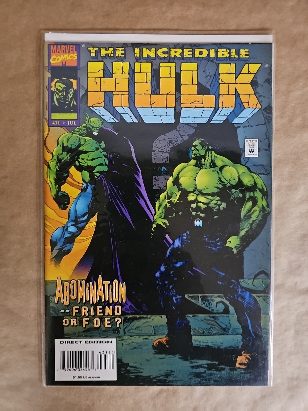 The Incredible Hulk #431 Abomination Friend Or Foe? 1995 Marvel Comics ...