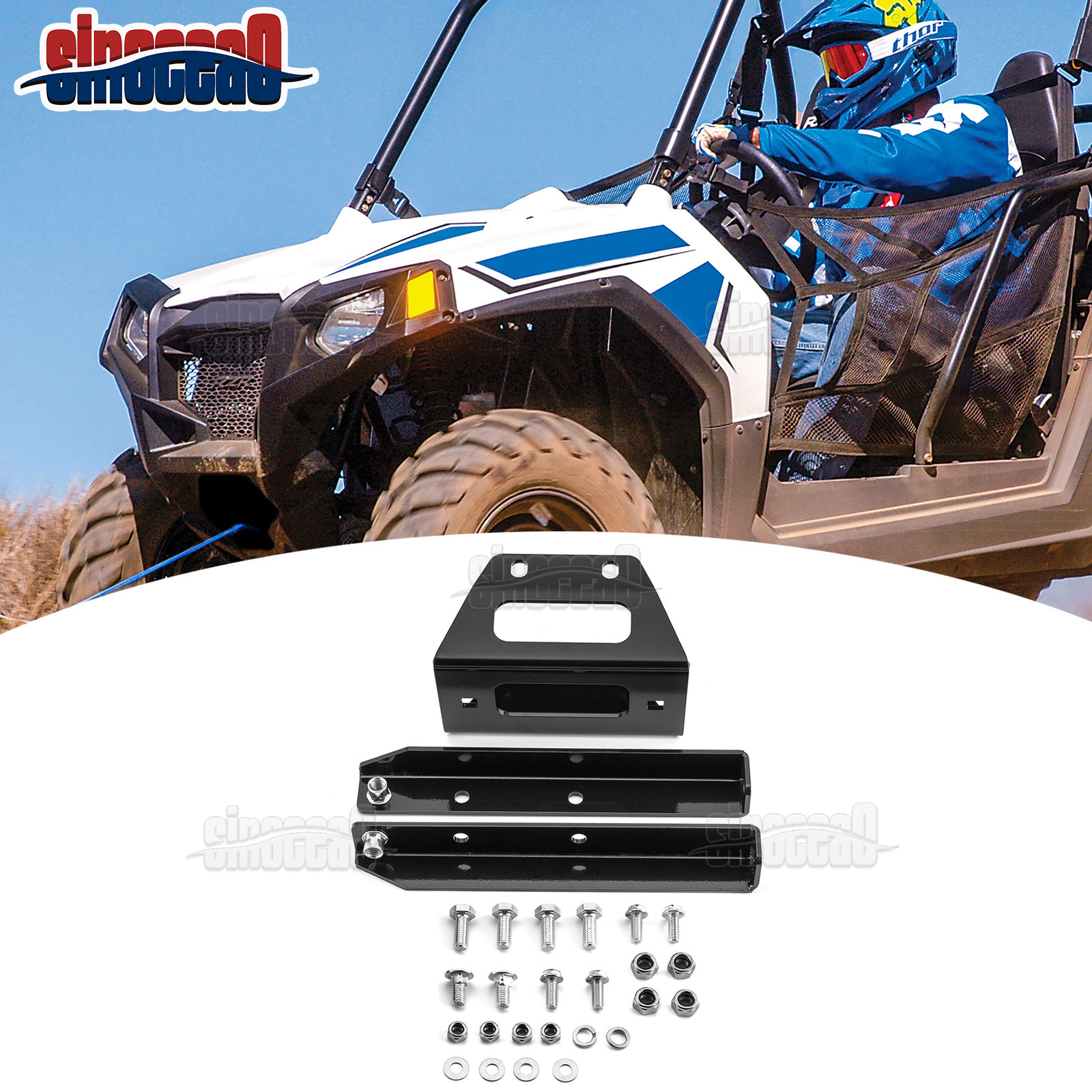 Heavy Duty Steel Winch Mount Plate Kit Fits Polaris RZR 570 S 570 Trail ...