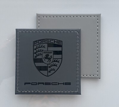 Single Car PORSCHE Custom Engraved Leatherette Coaster Grey. Man Cave ...