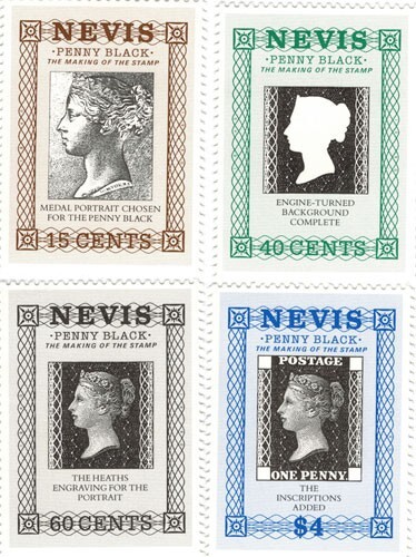 Nevis 1990 - Penny Black London - Set of 4 Stamps - Scott #596-9 - MNH ...
