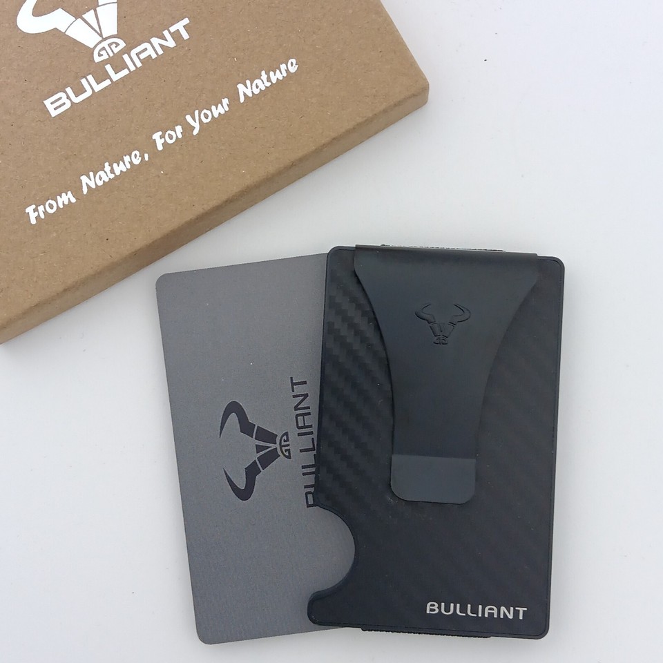 Bulliant RFID Blocking Slim Wallet - Black Metal - Money Clip - Card ...