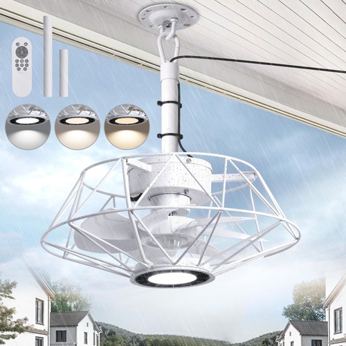 Outdoor Ceiling Fans with Light for Patio, 15" Gazebo Fan Outdoor ...