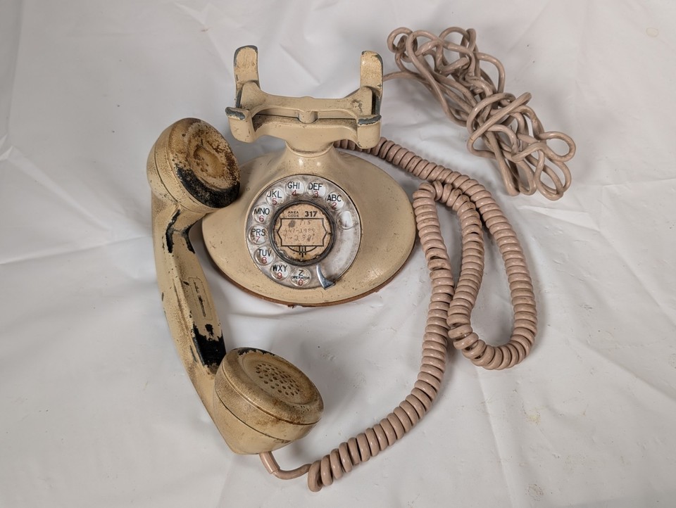 Western Electric 202 / D1 White Rotary Dial Desk Phone & F1 Handset USA ...
