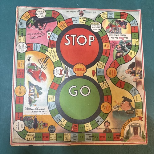 Shell Oil Stop Go Game Board Paper Ephemera Colorful Cartoons Gas and ...