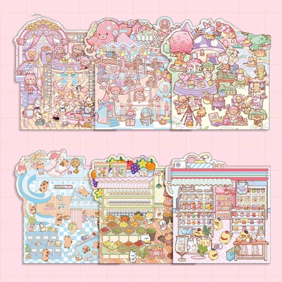 Visual Stacking Miniature Scene 3D Stickers Notebook Sticker Children ...