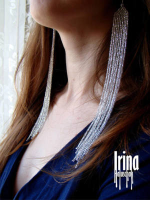 Extra long beaded earrings Fringe earrings Dangle very long earrings ...