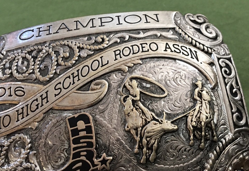 True Vintage 2016 Ohio HS Rodeo Champion Team Roper Gist SS Trophy Belt ...