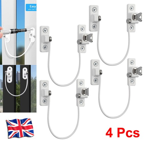 4X Home Windows Door Cable Restrictor Child Baby Safety Security Lock ...