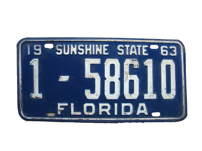 1963 Florida Sunshine State License Plate Miami Dade County Original ...
