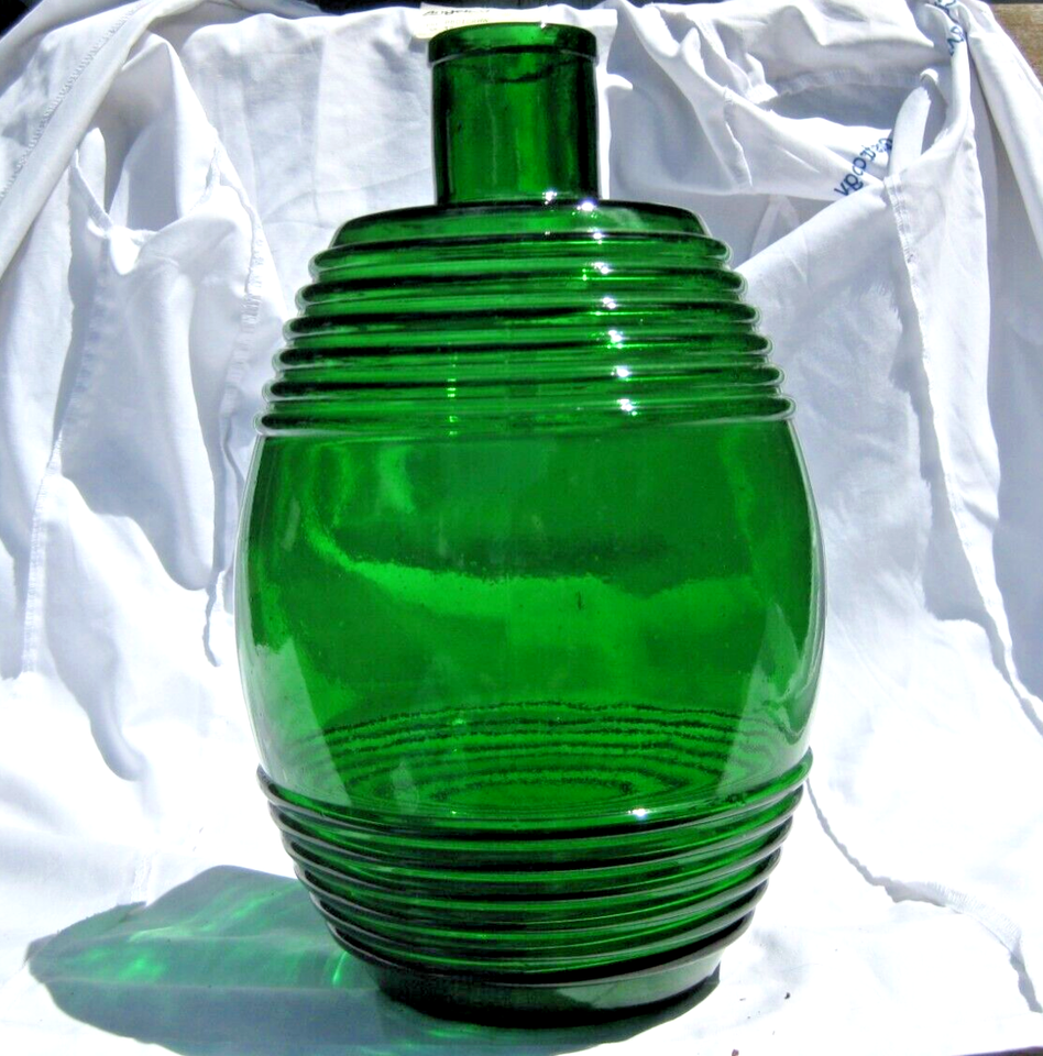 Emerald Geen Beehive or Barrel Form Pickle or French Bitters Bottle 11 ...