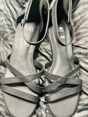 EILEEN FISHER Noni Leather Criss-Cross Front Ankle Strap Shoes sz 9 New ...