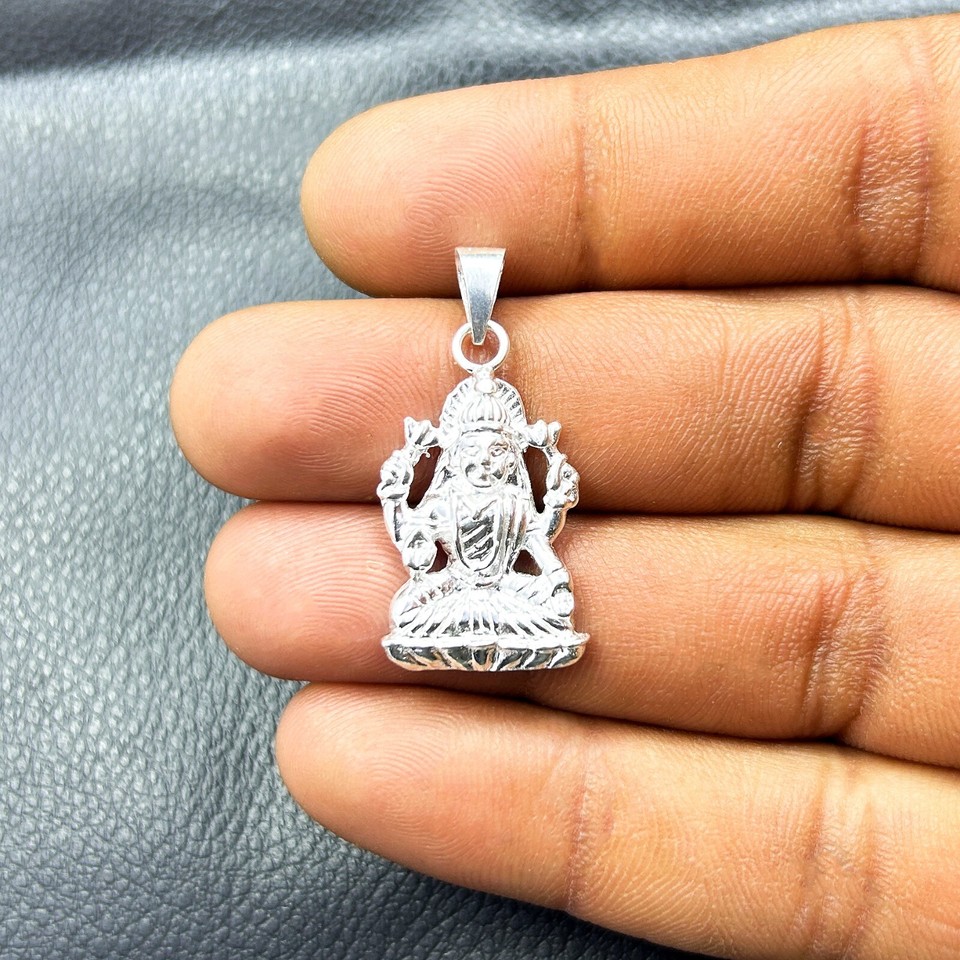 Hindu Goddess Laxmi Pendant, 925 Sterling Silver Necklace, Hindu ...